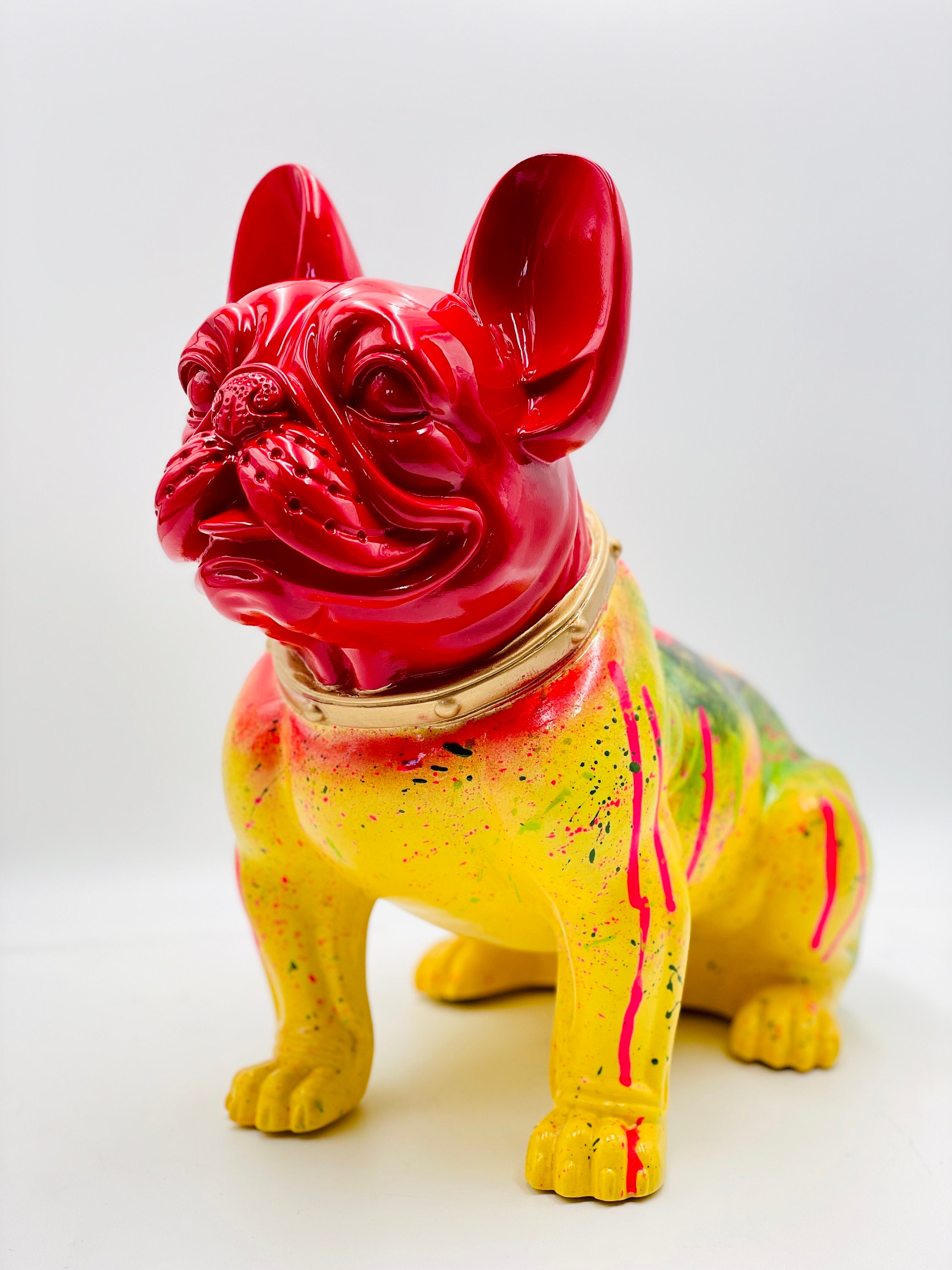 Frida Kahlo Design French Bulldog Statue, Pop Art Dog Figurine, Animal ...