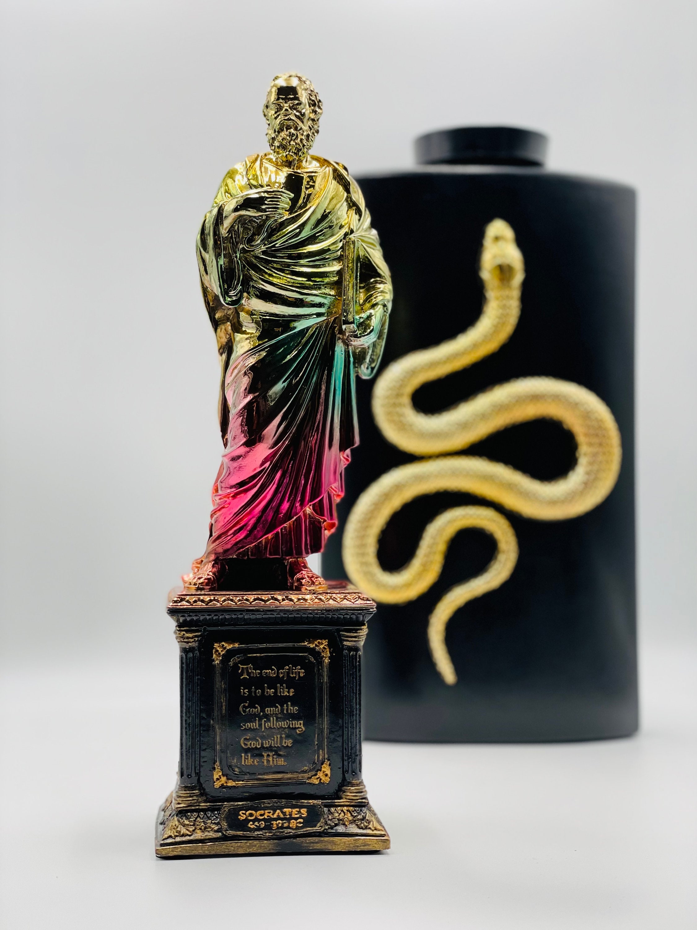 Socrates Resin Statue With Chrome Degrade Painting in Gold, Turquoise ...