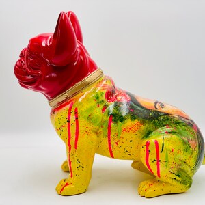 Frida Kahlo Design French Bulldog Statue, Pop Art Dog Figurine, Animal ...