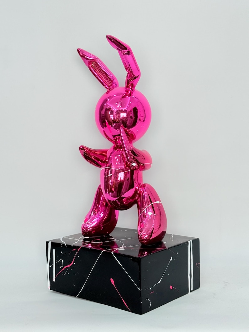 Balloon Rabbit Statue | Pink Chrome Pop Art Sculpture | Handmade Luxury ...