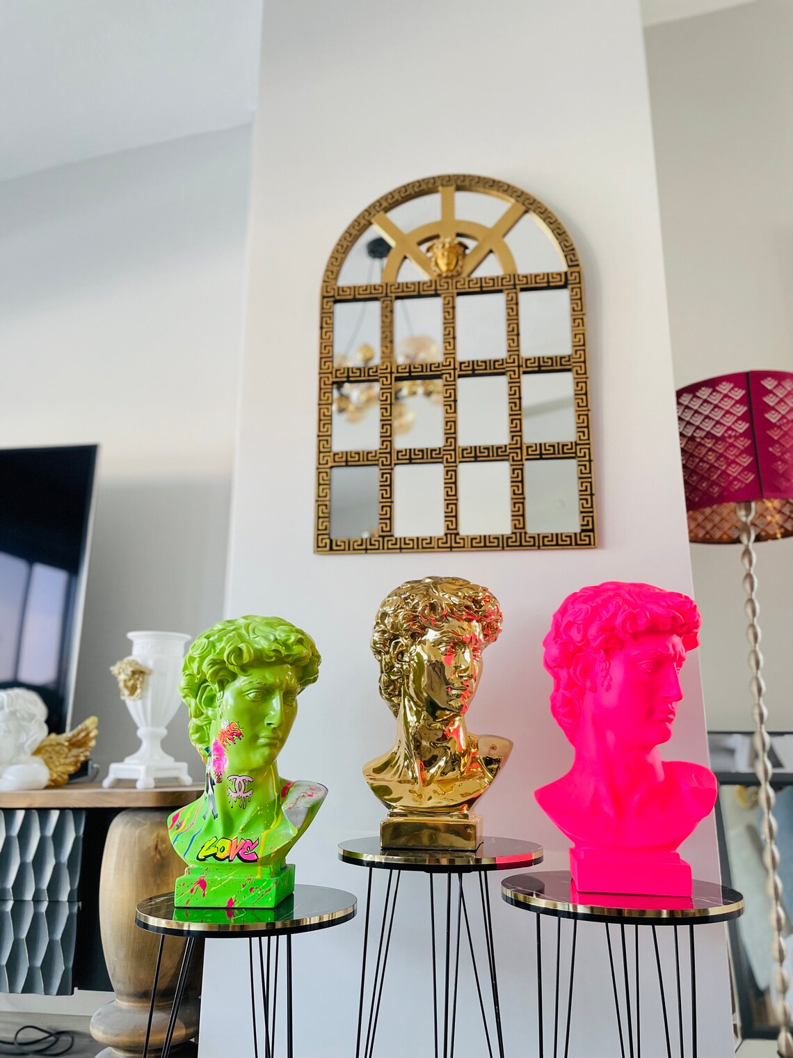 Giant Neon Pink David Statue Large Size Michelangelo Bust Museum ...