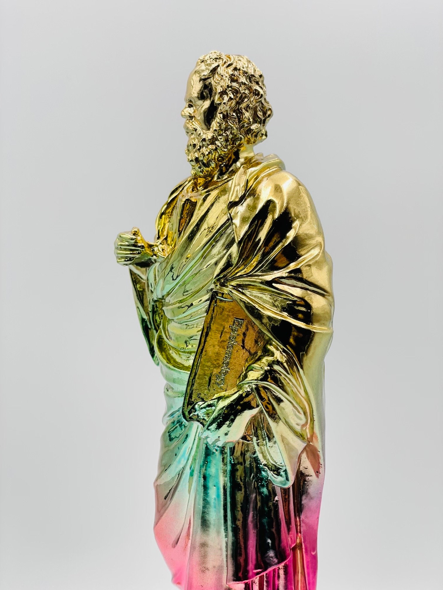 Socrates Resin Statue With Chrome Degrade Painting in Gold, Turquoise ...
