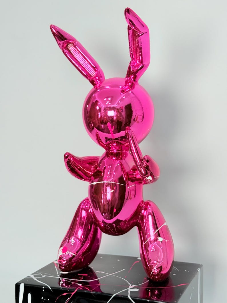 Balloon Rabbit Statue | Pink Chrome Pop Art Sculpture | Handmade Luxury ...