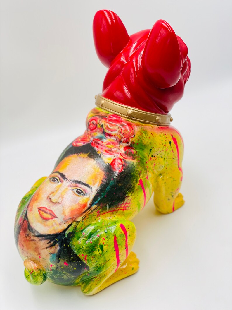 Frida Kahlo French Bulldog Statue: Handmade Pop Art Dog Sculpture - Etsy