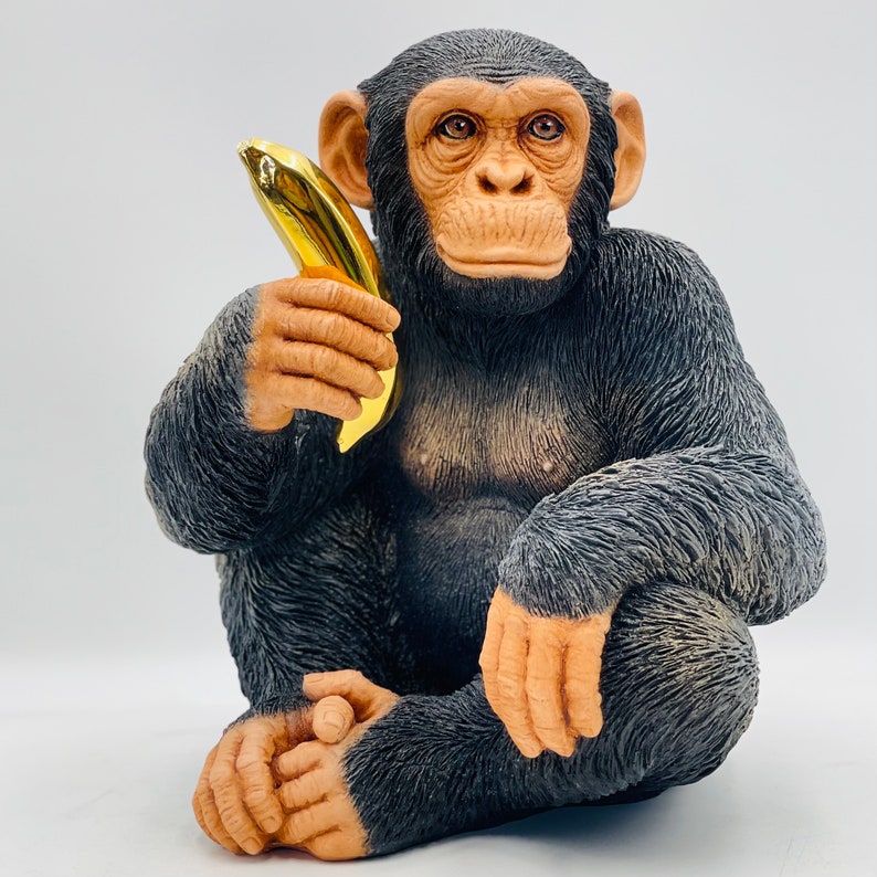 Moder Art Monkey Statue With Gold Banana, Pop Art Resin Ape, Gorilla ...