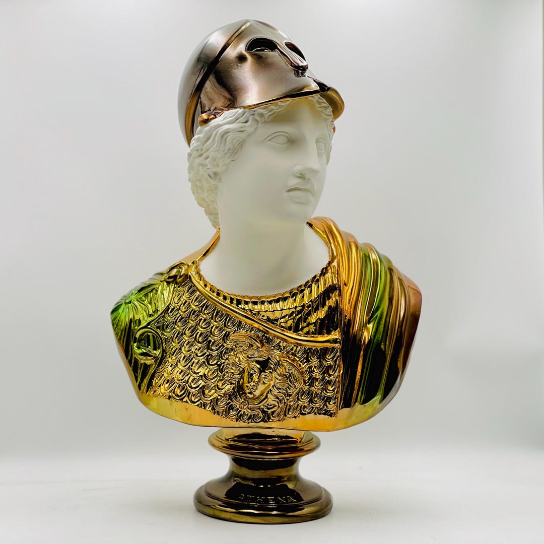 Luxury Design Athena Statue, Chrome Resin Greek Warrior Handmade Art ...