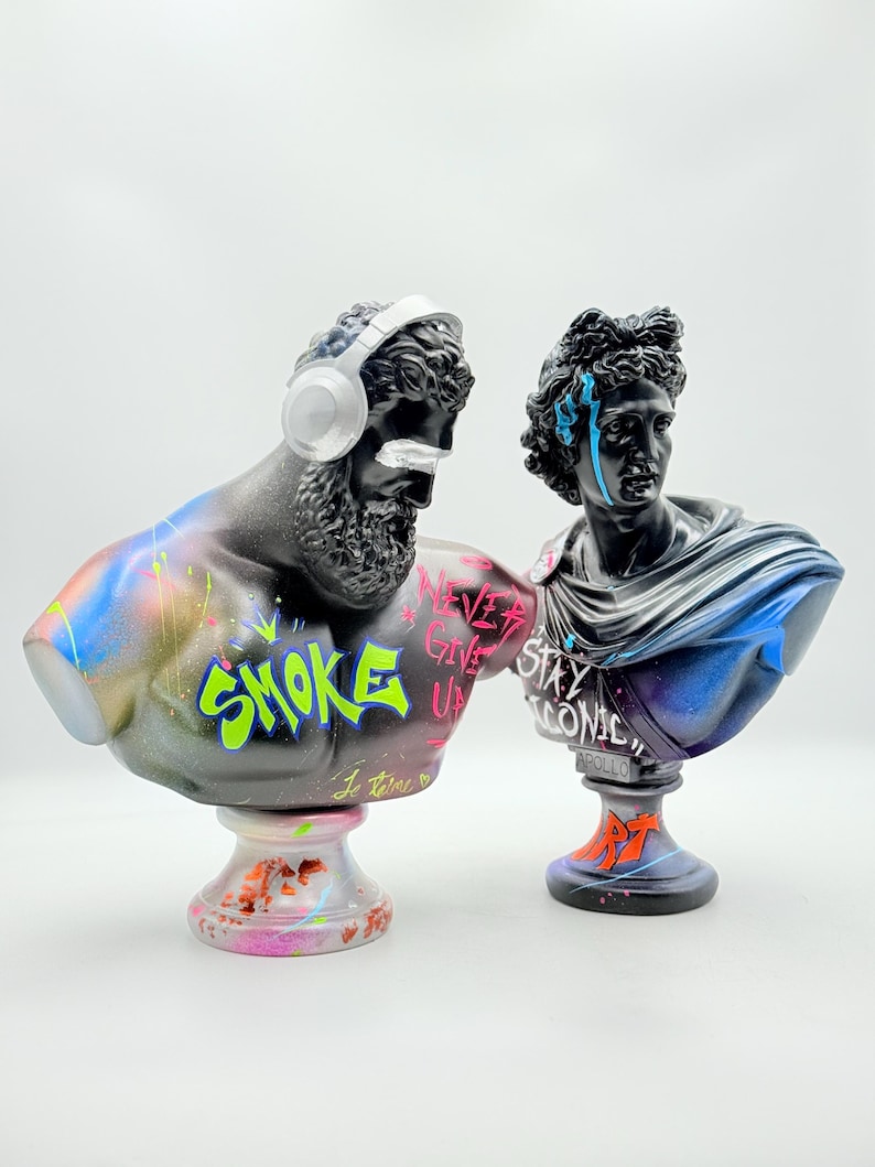 DJ Hercules Statue | Street Art Sculpture | Smoke Graffiti Bust ...