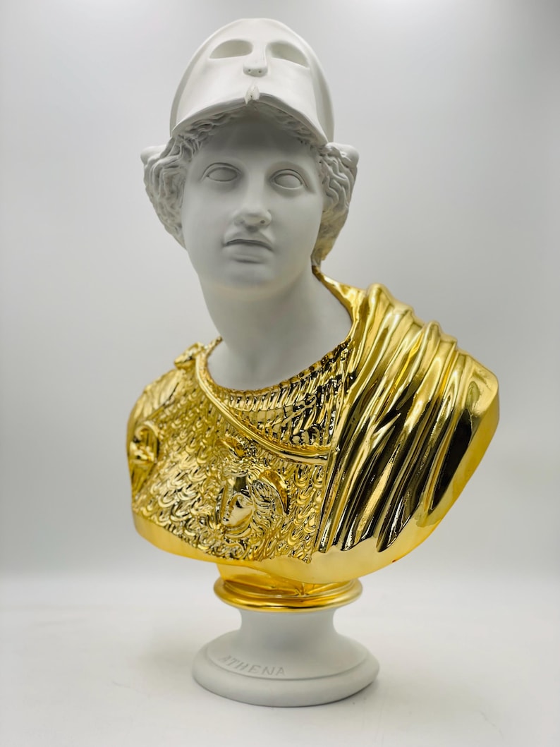 Athena Statue, Chrome Resin Statue Handmade Art Decor, Athena With ...