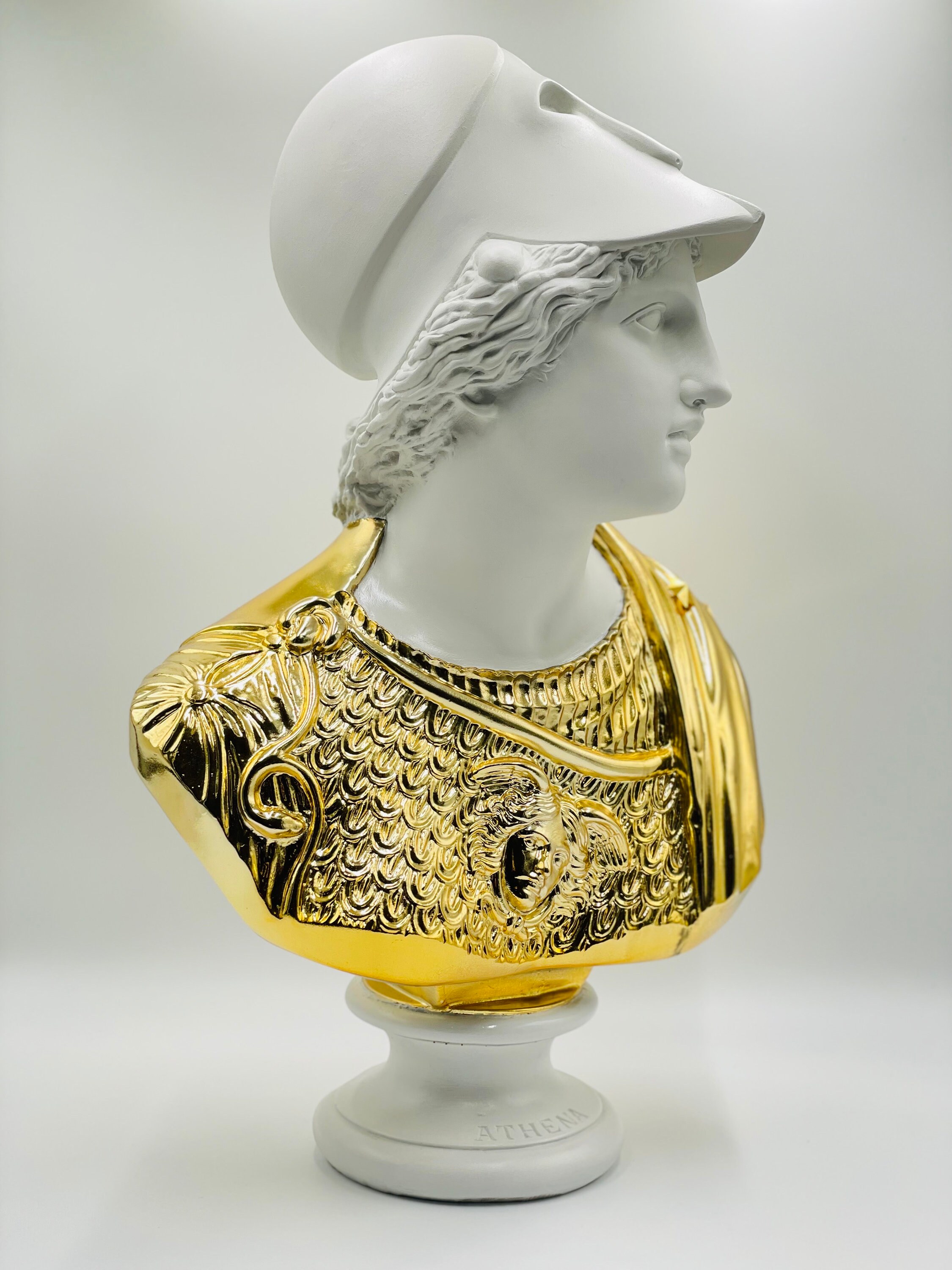 Athena Statue, Chrome Resin Statue Handmade Art Decor, Athena With ...