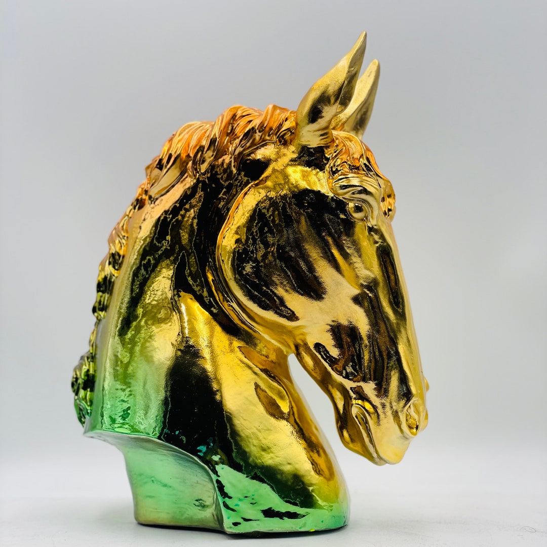 Luxurious Horse Statue, Chrome Plated Animal Statue, Gold Plating Horse ...
