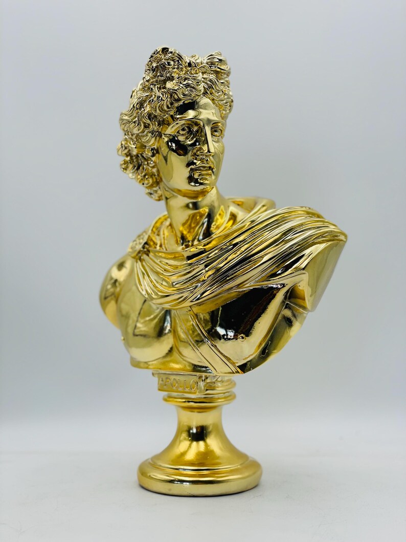 Gold Chrome Apollo Statue, Greek God Bust, Luxury Mirror Plating Unique ...