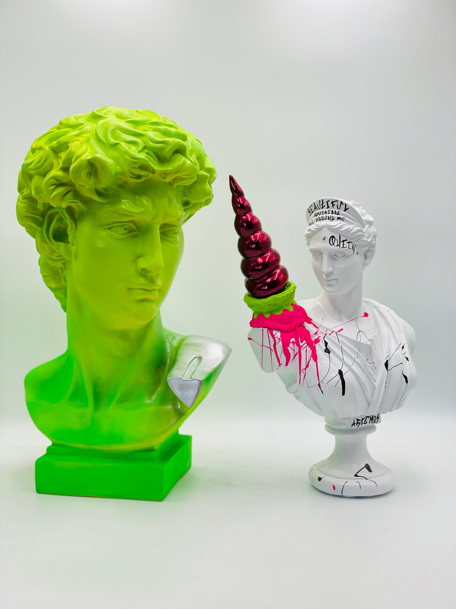 Customized Green Ombré David Statue: Modern Renaissance 18" Decor - Etsy