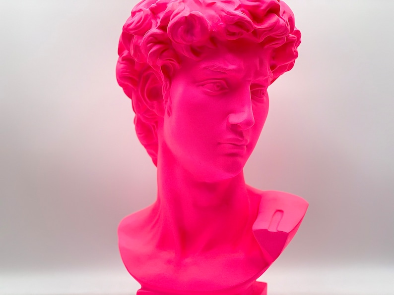 Giant Neon Pink David Statue - Large Size Michelangelo Bust - Museum ...