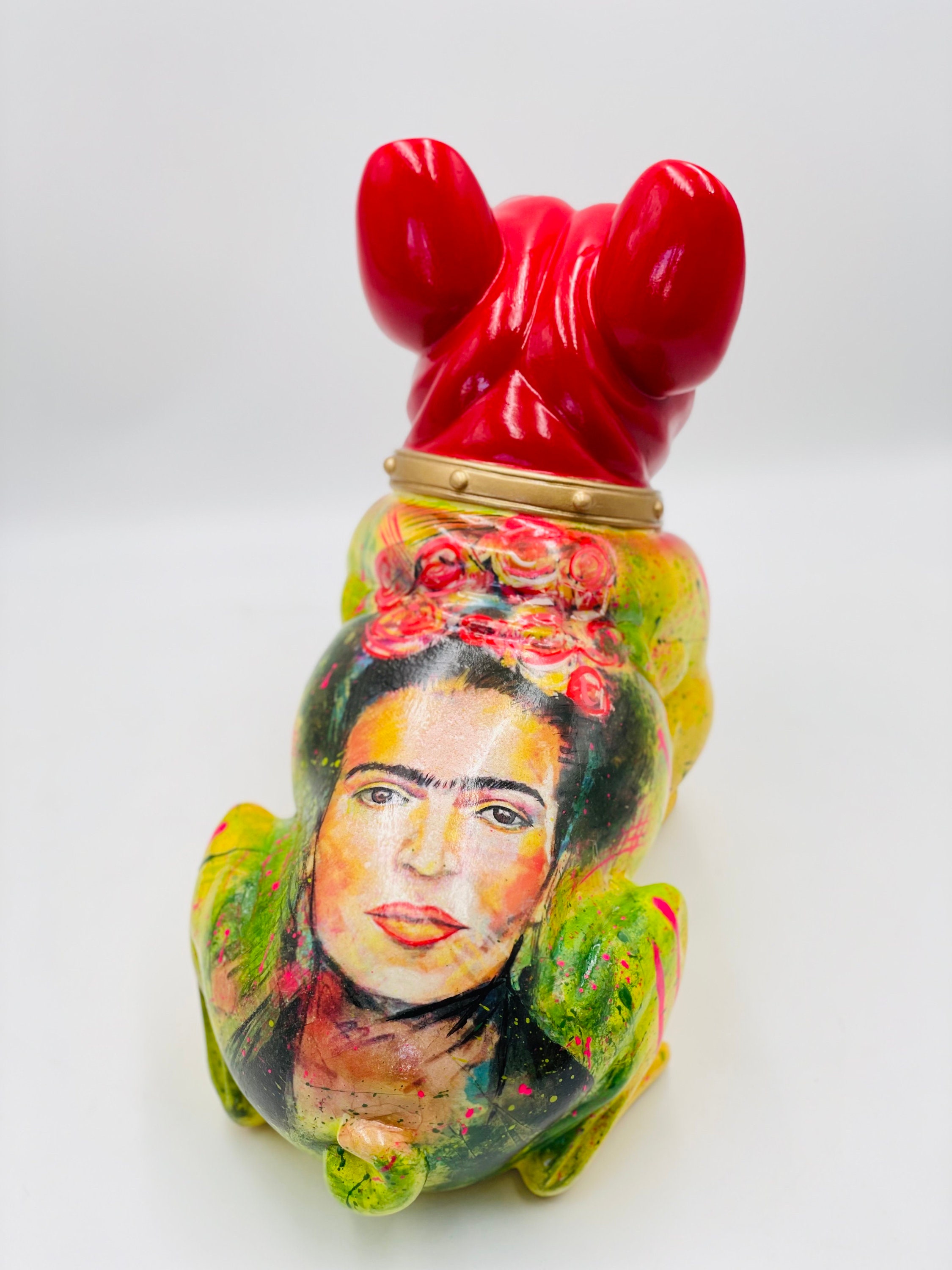 Frida Kahlo Design French Bulldog Statue, Pop Art Dog Figurine, Animal ...
