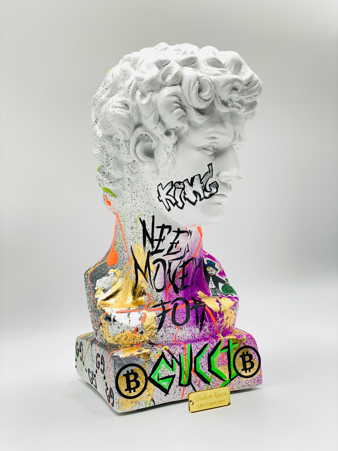 Street Art David Statue King David Pop Art Bust Museum Statue Chrome ...