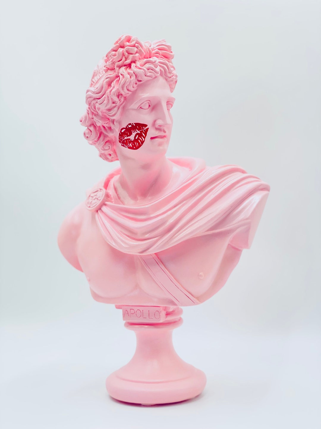 Handmade Pink Apollo Bust Sculpture: Divine Kiss Art Decor - Etsy