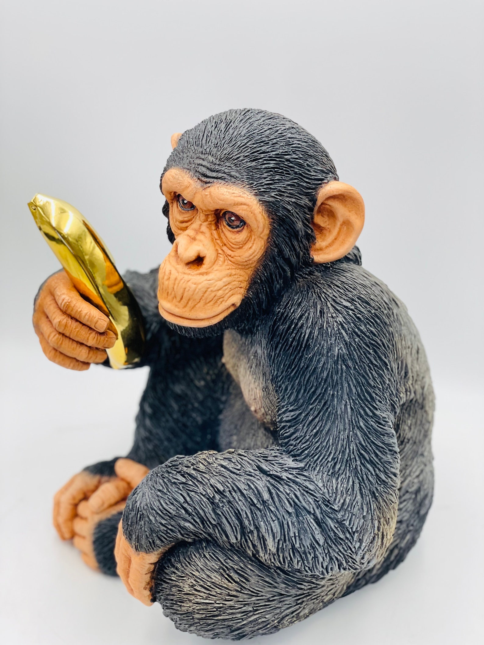 Moder Art Monkey Statue With Gold Banana, Pop Art Resin Ape, Gorilla ...