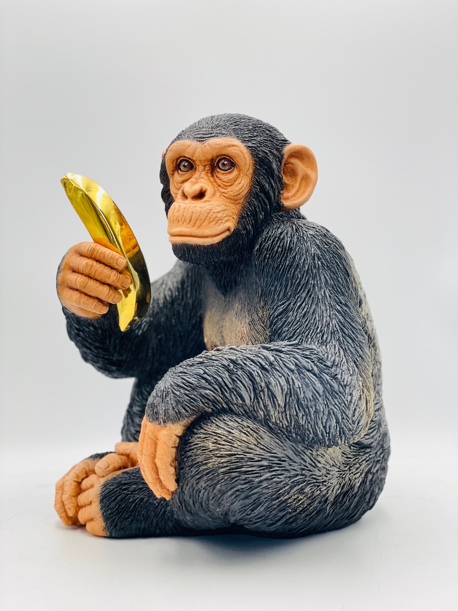 Moder Art Monkey Statue With Gold Banana, Pop Art Resin Ape, Gorilla ...