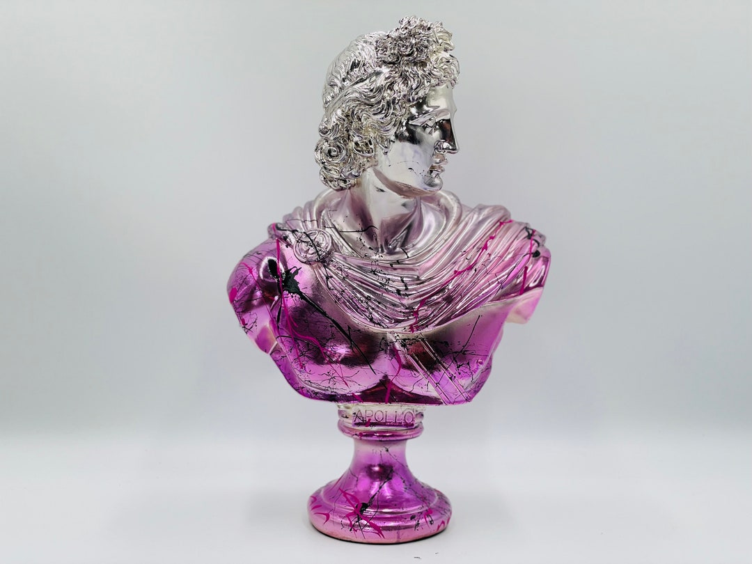 Pop Art Apollo Statue, Chrome Plated Greek God Bust, Mirror Plating ...