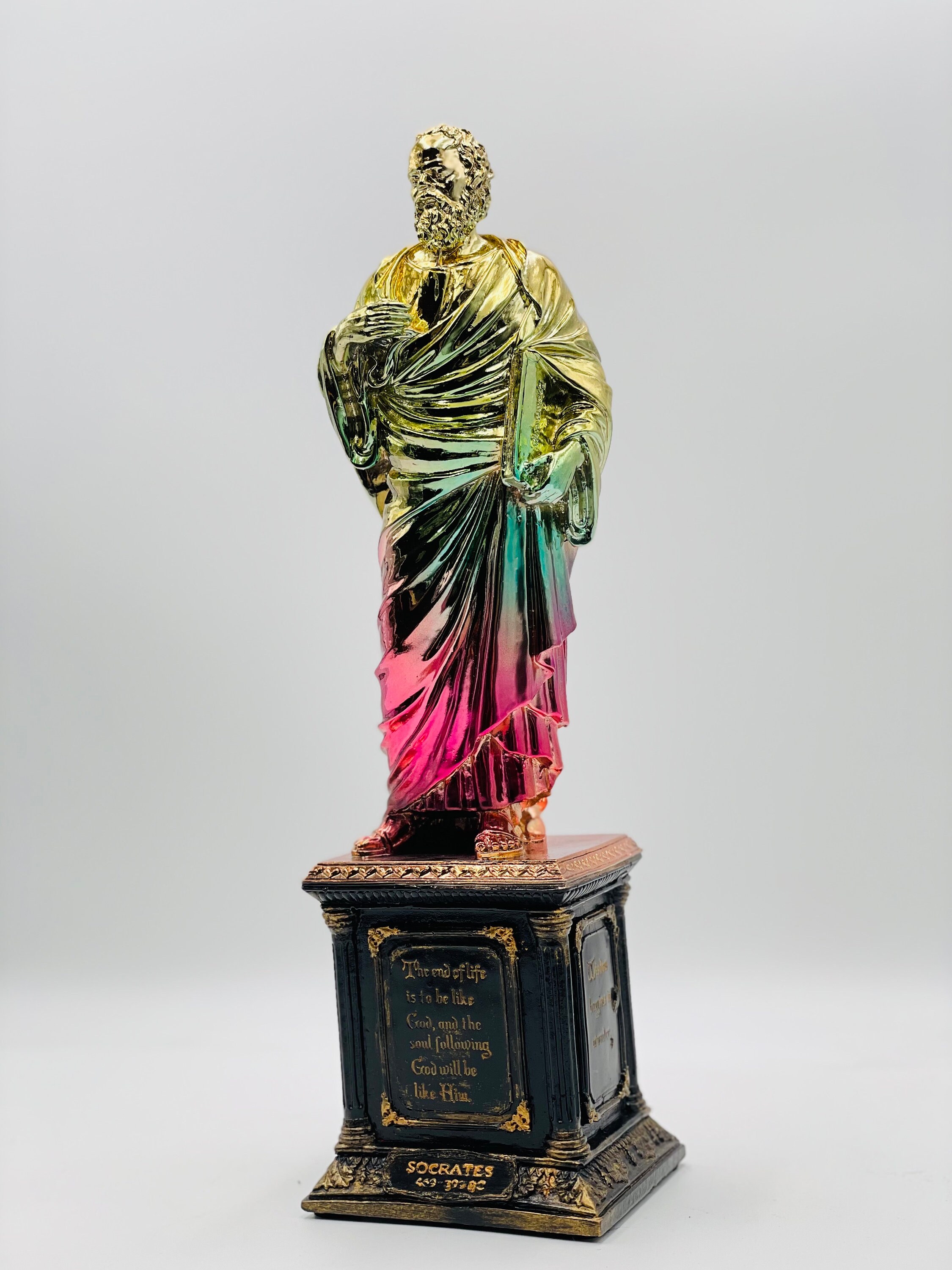 Socrates Resin Statue With Chrome Degrade Painting in Gold, Turquoise ...