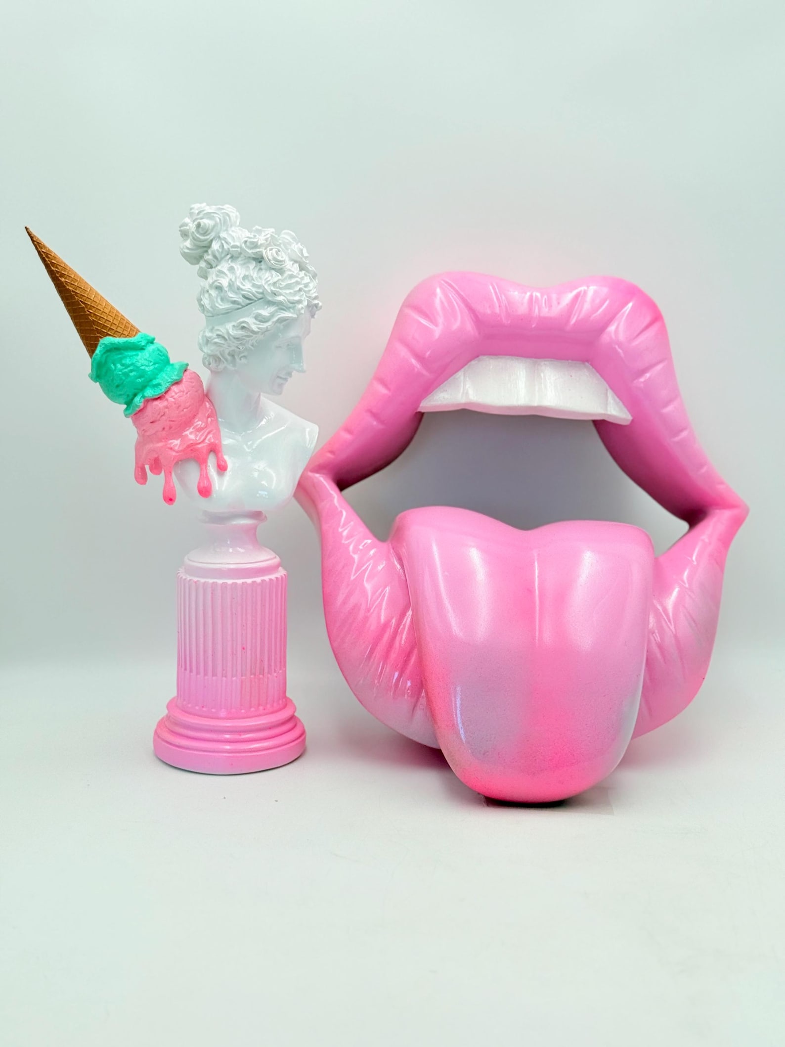 Pink Lips Wall Sculpture – Handmade Resin Wall Hanging, Pop Art Home ...