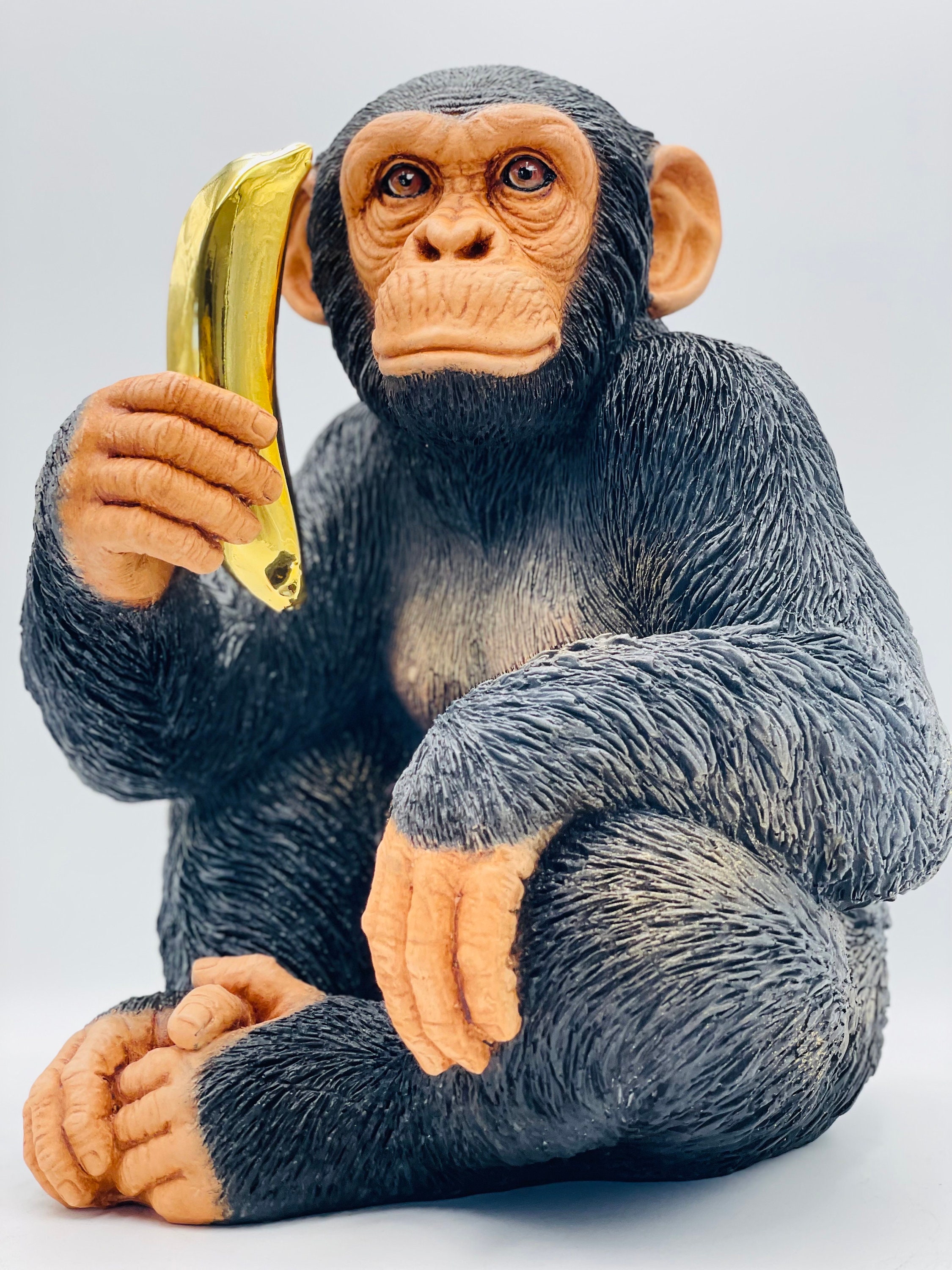 Moder Art Monkey Statue With Gold Banana, Pop Art Resin Ape, Gorilla ...