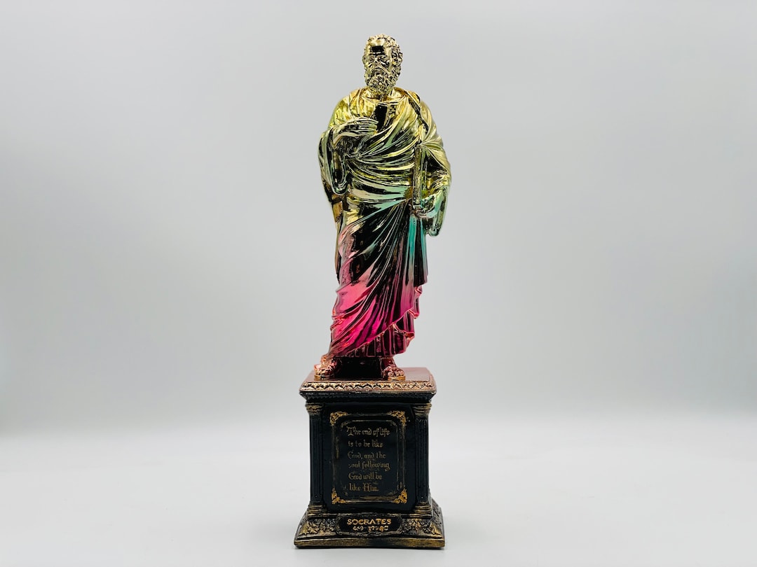 Socrates Resin Statue With Chrome Degrade Painting in Gold, Turquoise ...