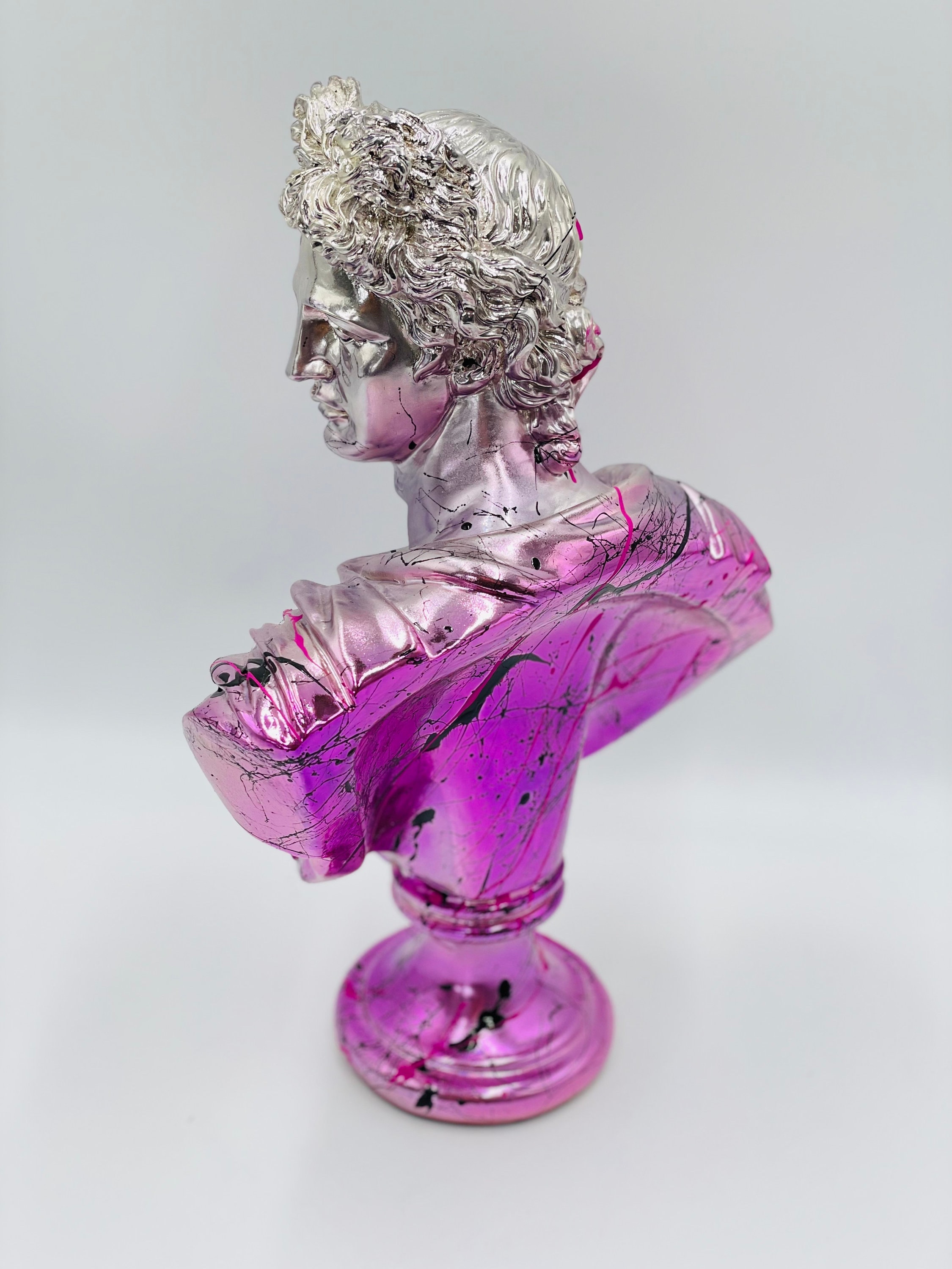 Pop Art Apollo Statue, Chrome Plated Greek God Bust, Mirror Plating ...