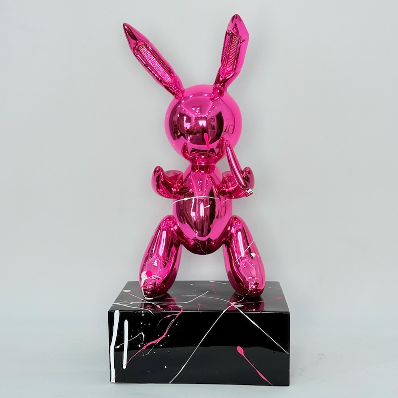 Balloon Rabbit Statue | Pink Chrome Pop Art Sculpture | Handmade Luxury ...
