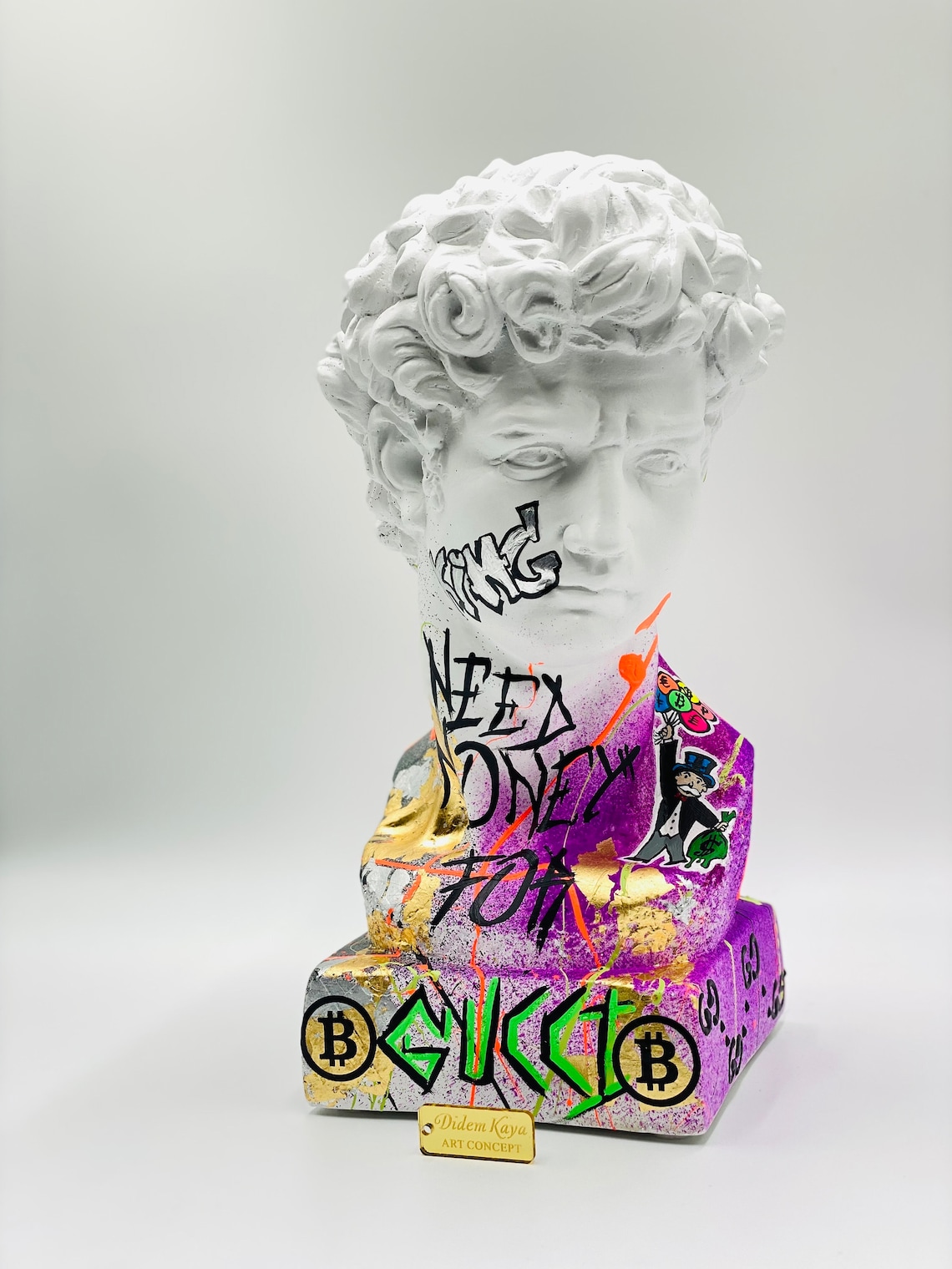 Street Art David Statue King David Pop Art Bust Museum Statue Chrome ...