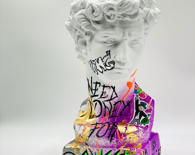 Street Art David Statue - King David Pop Art Bust - Museum Statue ...