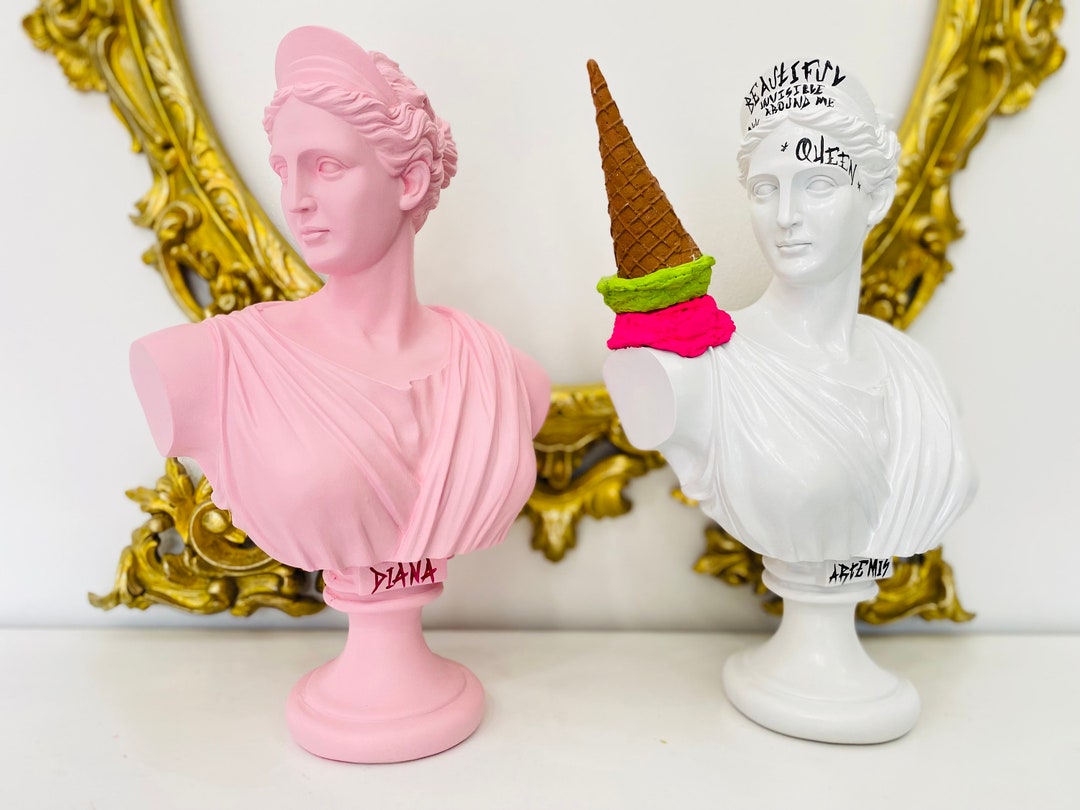 Artemis Statue, Pink Diana Statue, Roman Greek Mythology Bust ...