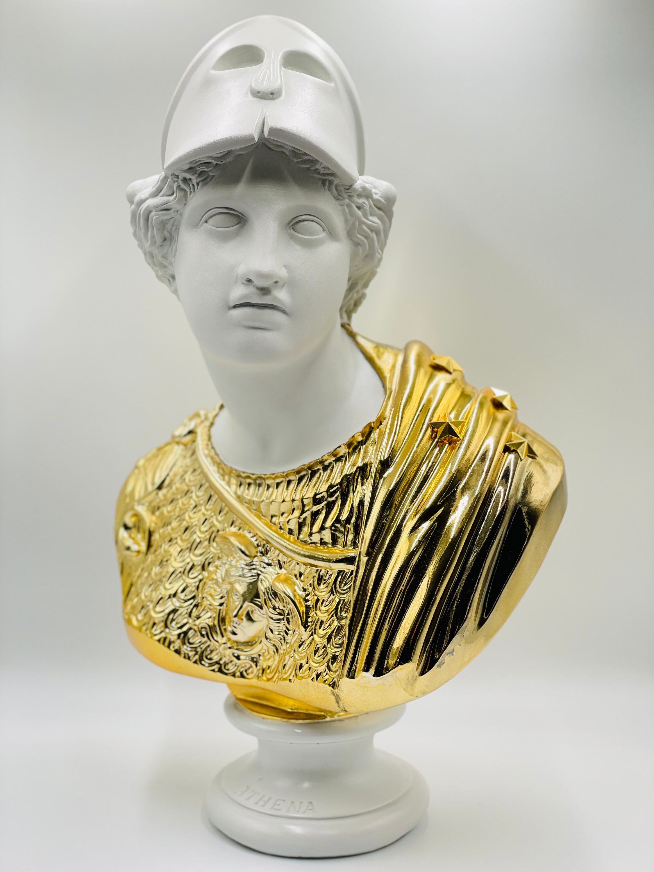 Athena Statue, Chrome Resin Statue Handmade Art Decor, Athena With ...