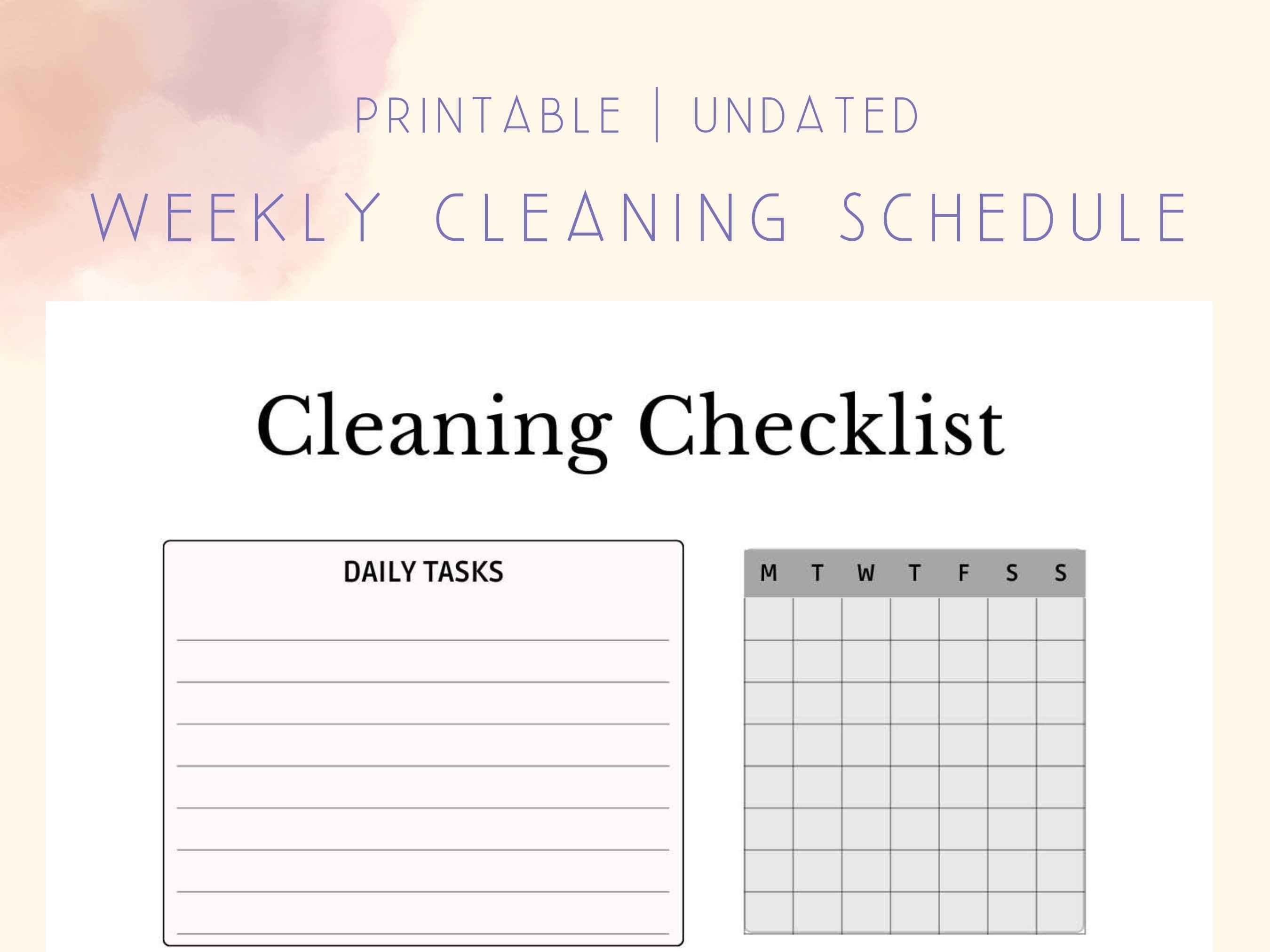 Weekly House Chores Checklist Printable Cleaning Schedule - Etsy