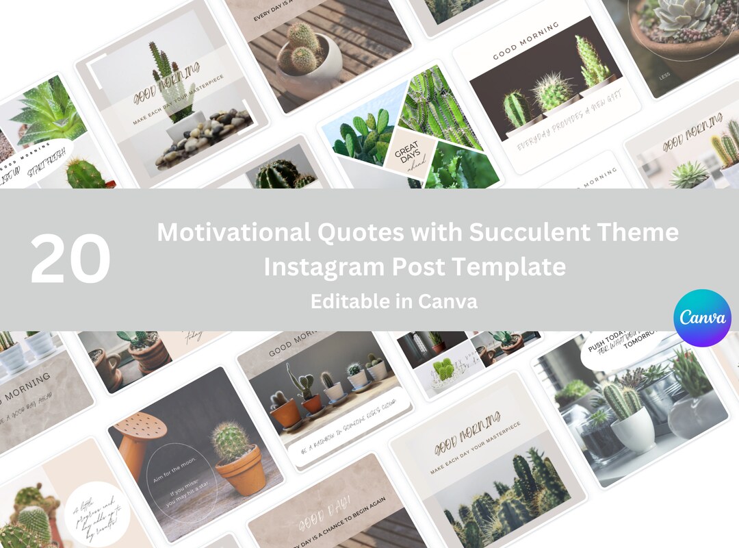 20 Motivational Quotes With Succulent Theme Instagram Post - Etsy