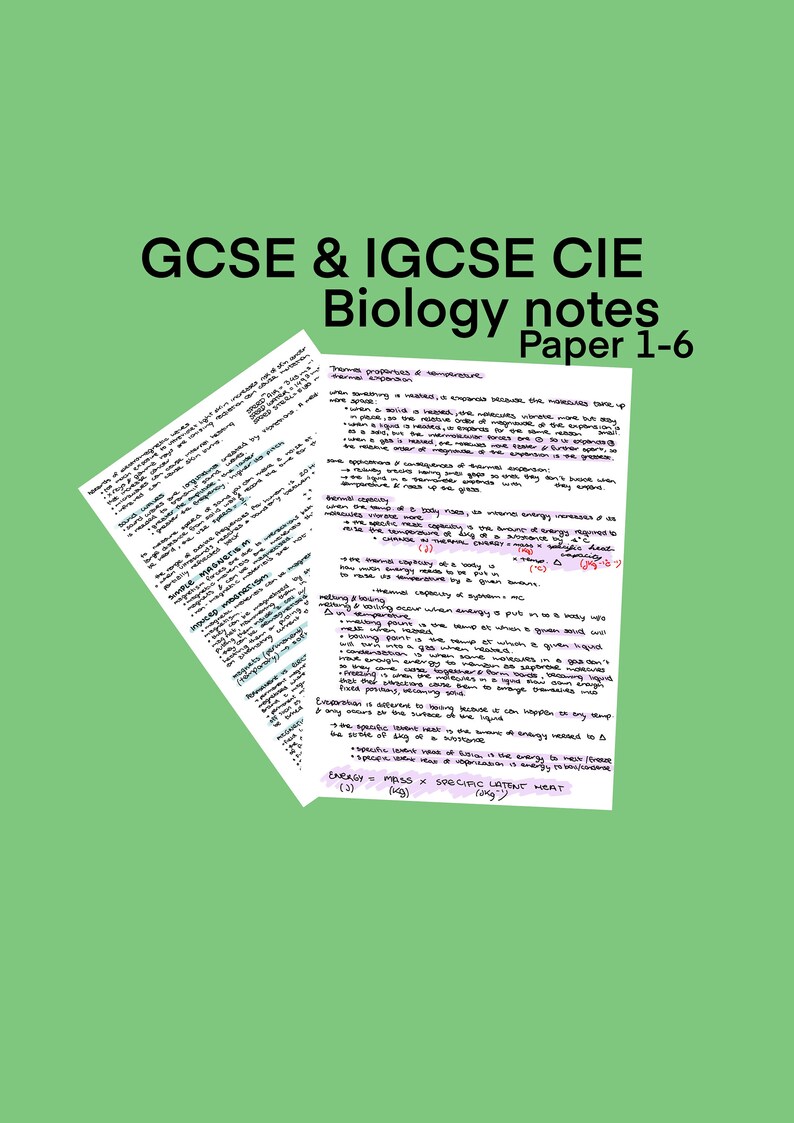 BIOLOGY GCSE IGCSE Notes Paper 1-6 - Etsy
