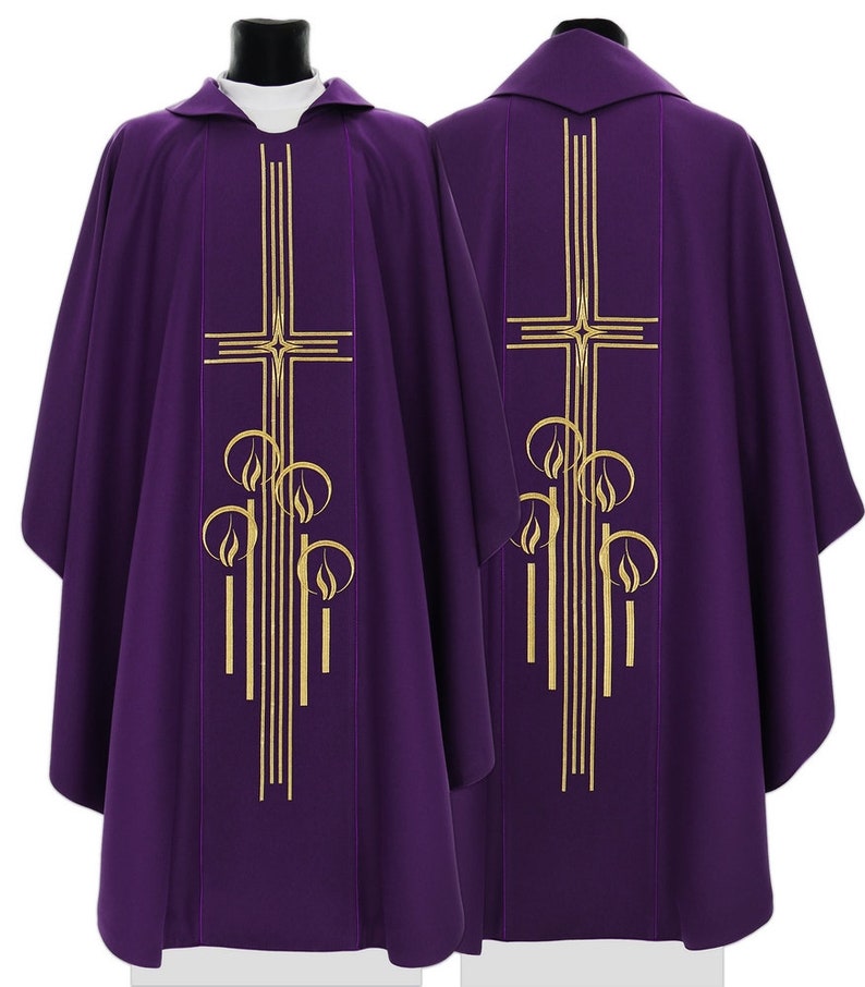Violet Gothic Chasuble advent With Stole Vestment - Etsy