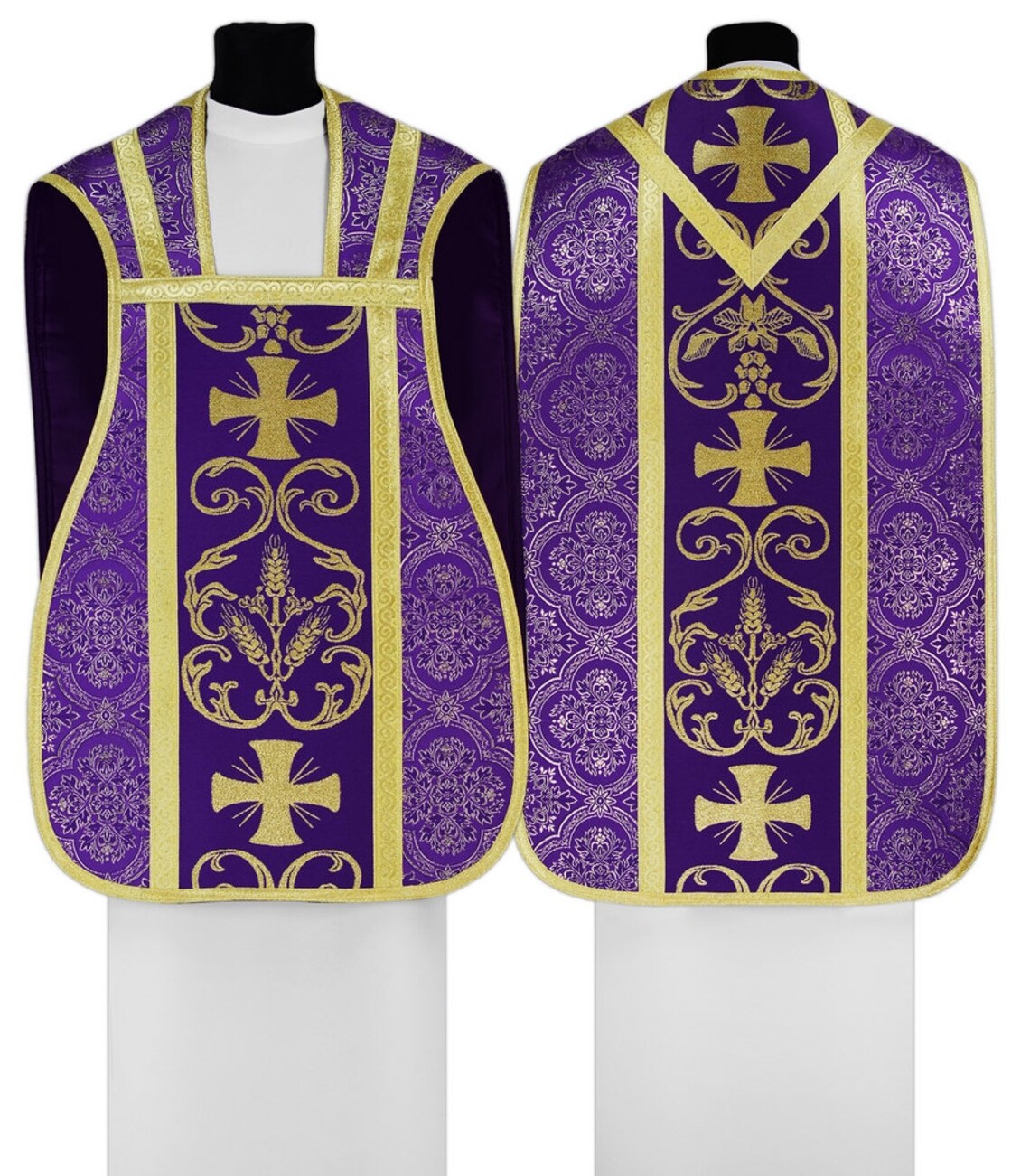 Roman Chasuble With Stole, Maniple, Burse and Chalice Veil Vestment ...