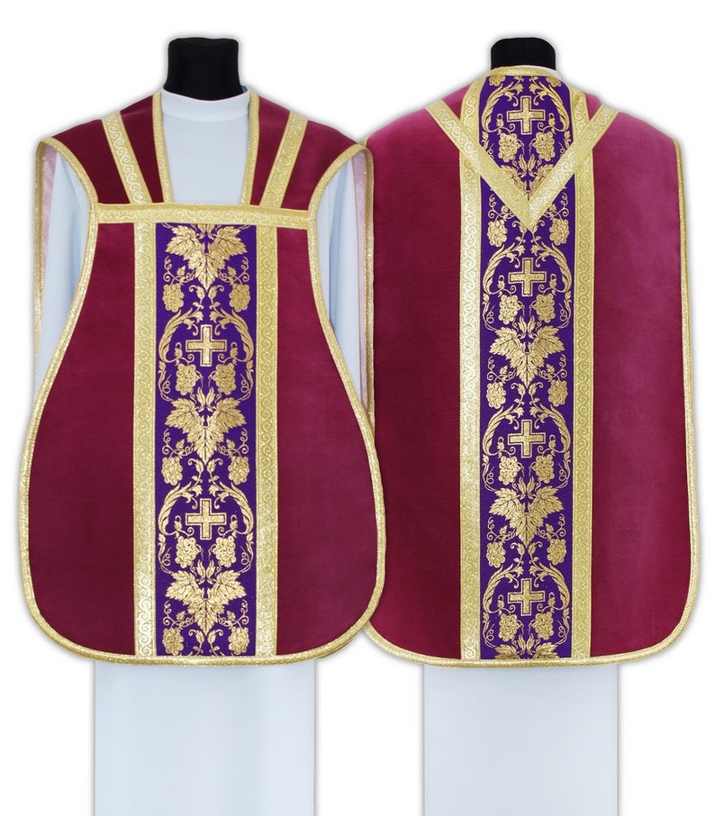 Roman Chasuble With Stole, Maniple, Burse and Chalice Veil Vestment - Etsy