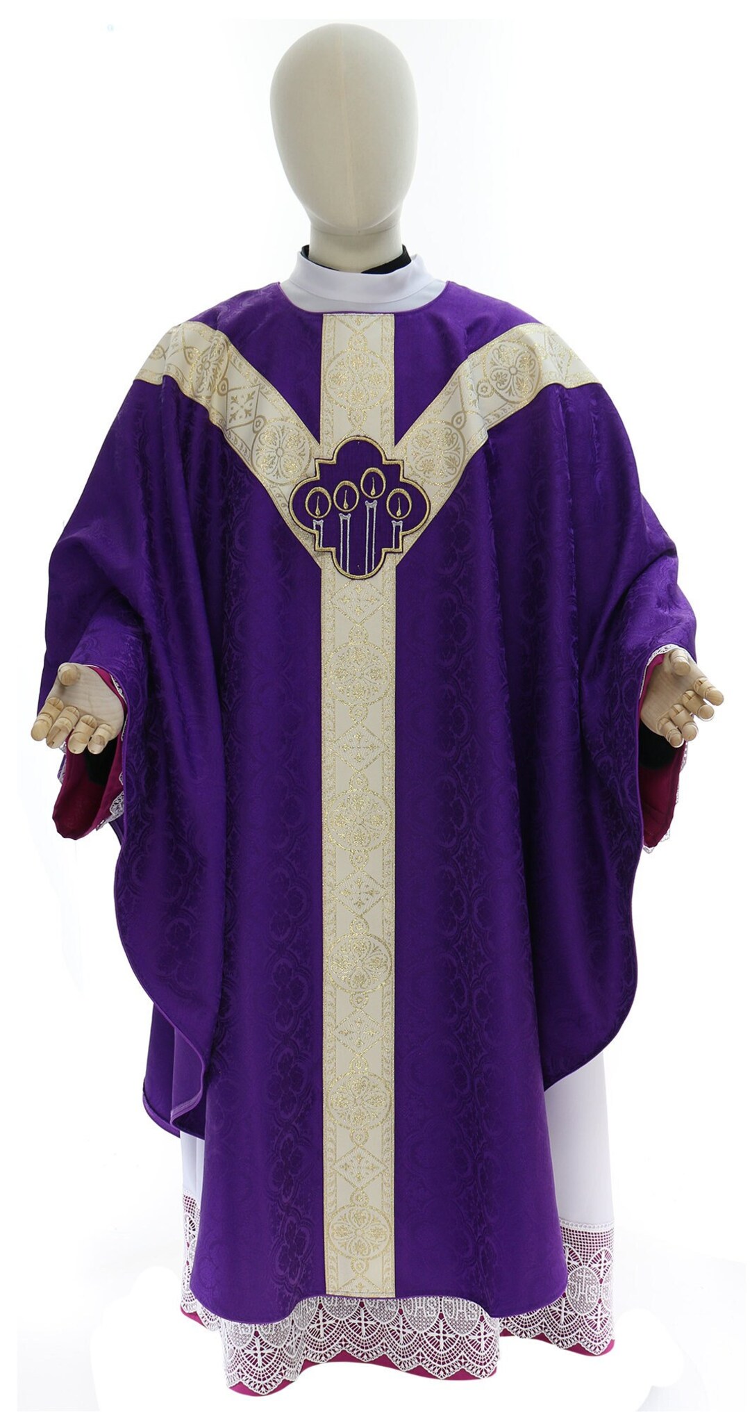Violet/cream Semi-gothic Chasuble "advent" With Stole Vestment - Etsy