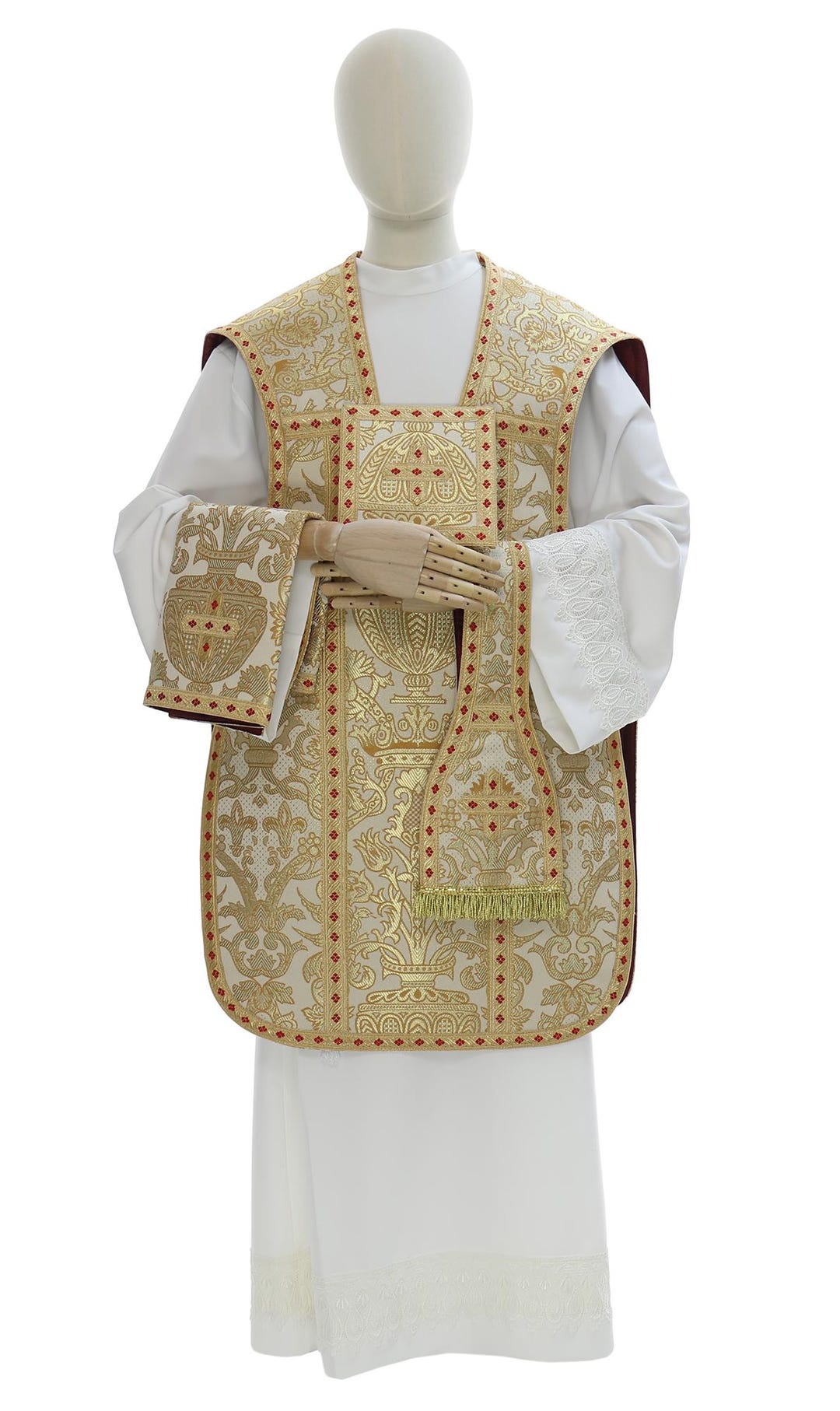 Roman Chasuble With Stole, Maniple, Burse and Chalice Veil Vestment ...