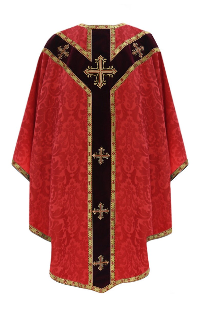 Semi-gothic Chasuble With Stole, Maniple, Burse and Chalice Veil ...