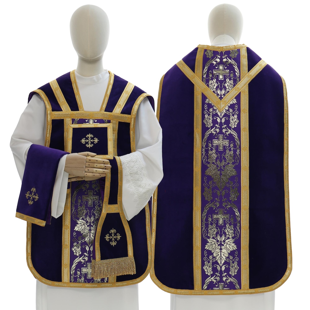 Roman Chasuble With Stole, Maniple, Burse and Chalice Veil Vestment - Etsy