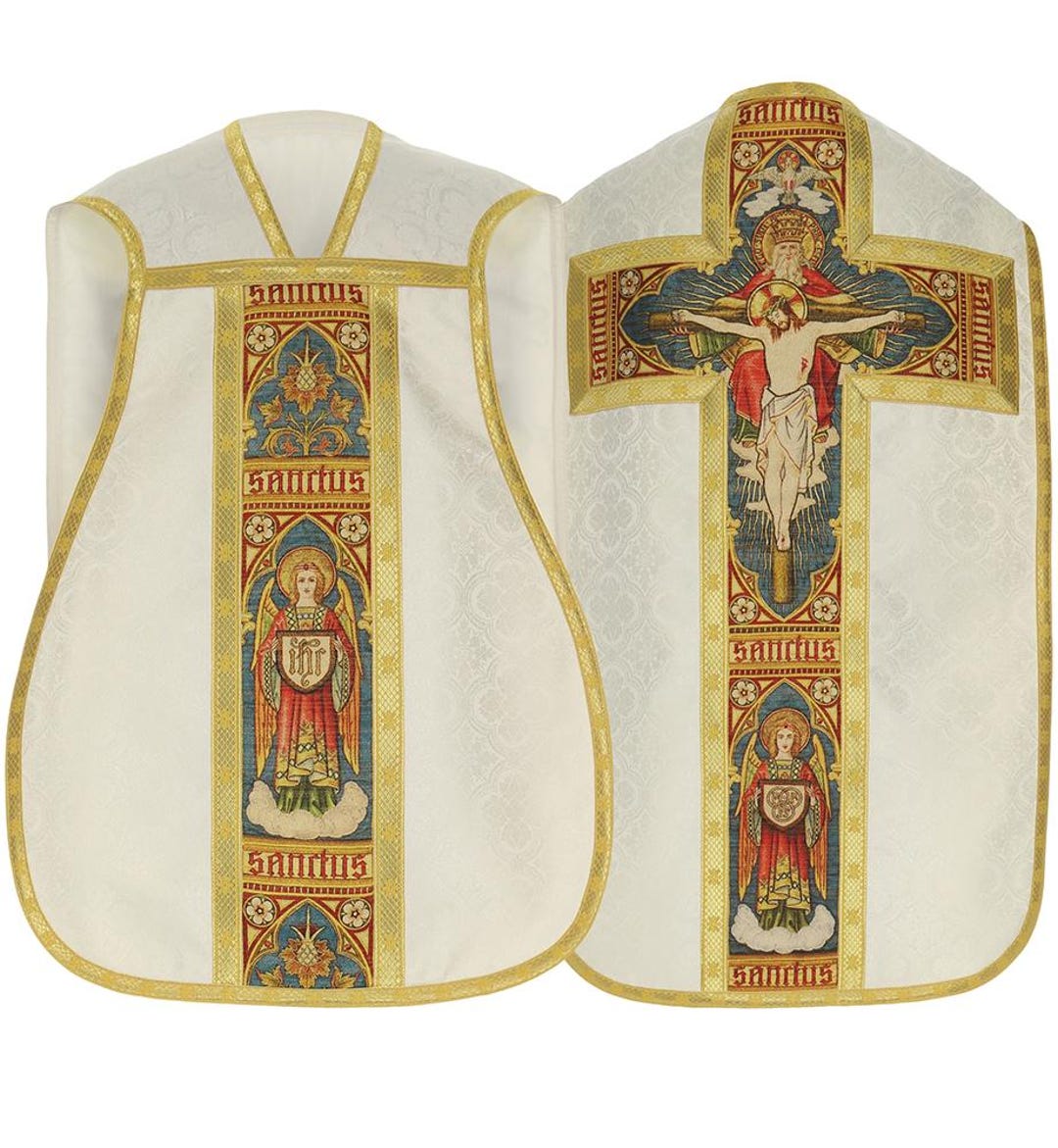 Roman Chasuble "holy Trinity" With Stole, Maniple, Burse and Chalice ...