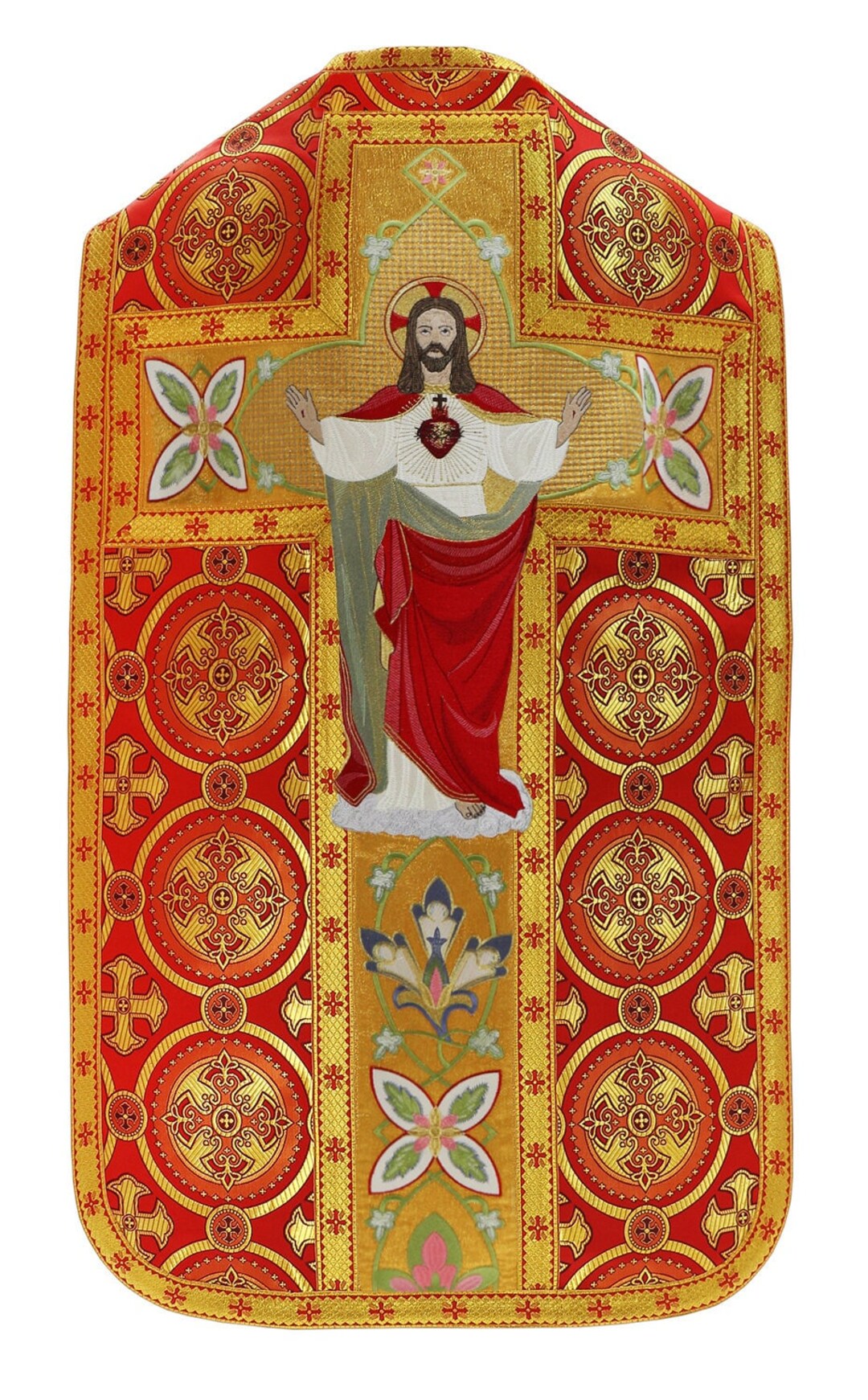 Roman Chasuble With Stole, Maniple, Burse and Chalice Veil Vestment ...