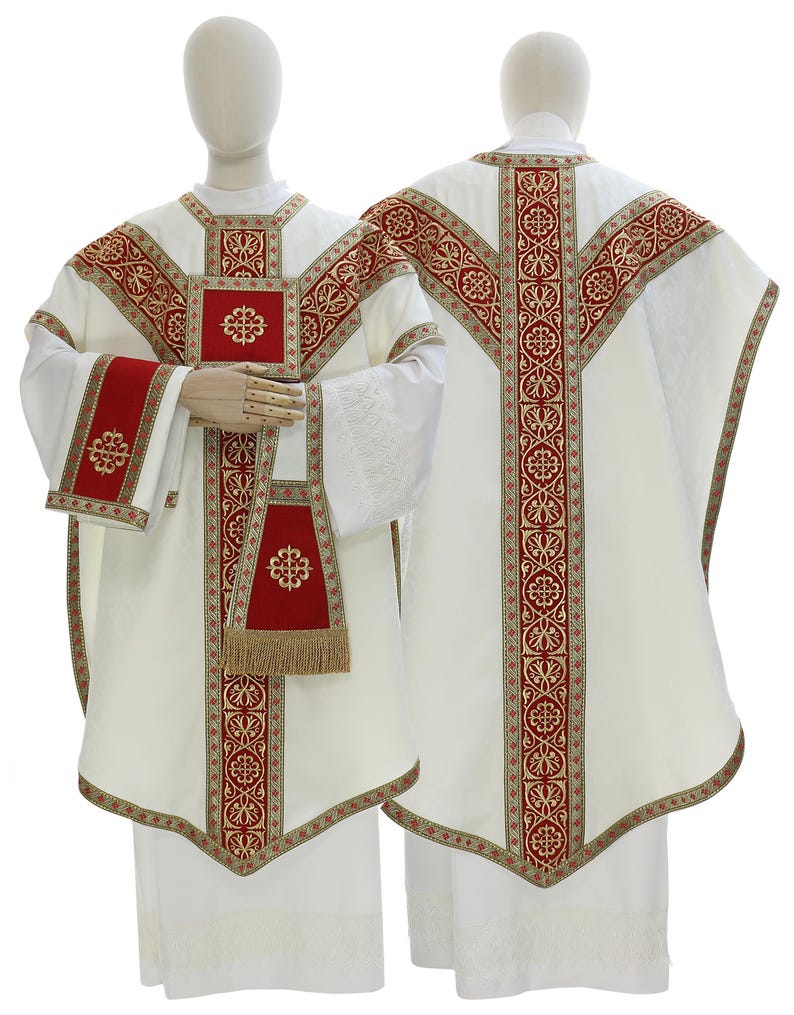 Pugin Chasuble With Stole, Maniple, Burse and Chalice Veil Vestment ...