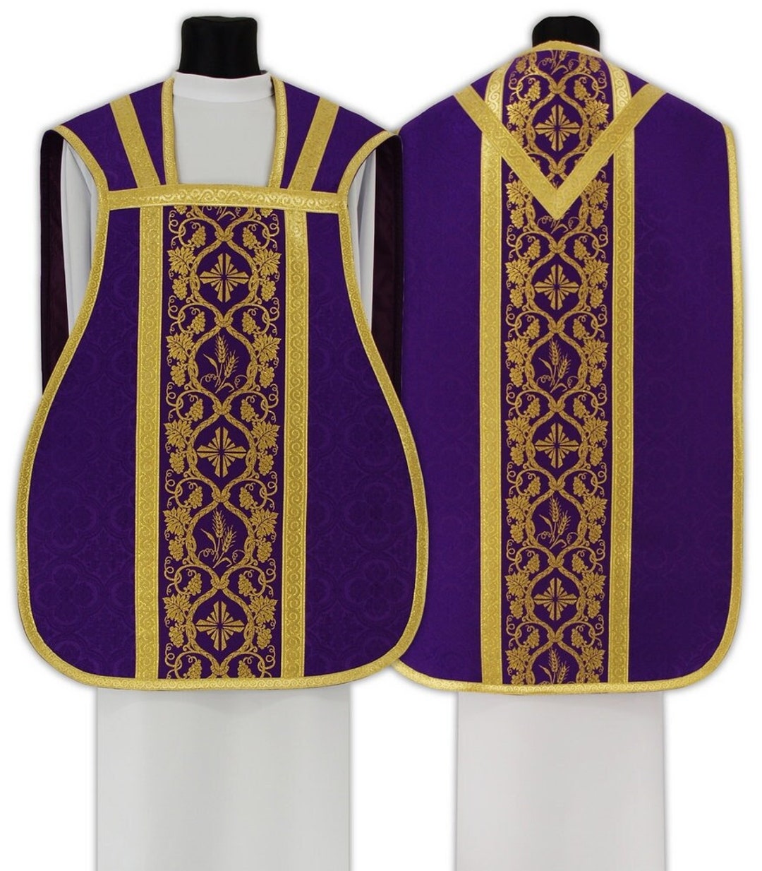 Roman Chasuble With Stole, Maniple, Burse and Chalice Veil Vestment ...