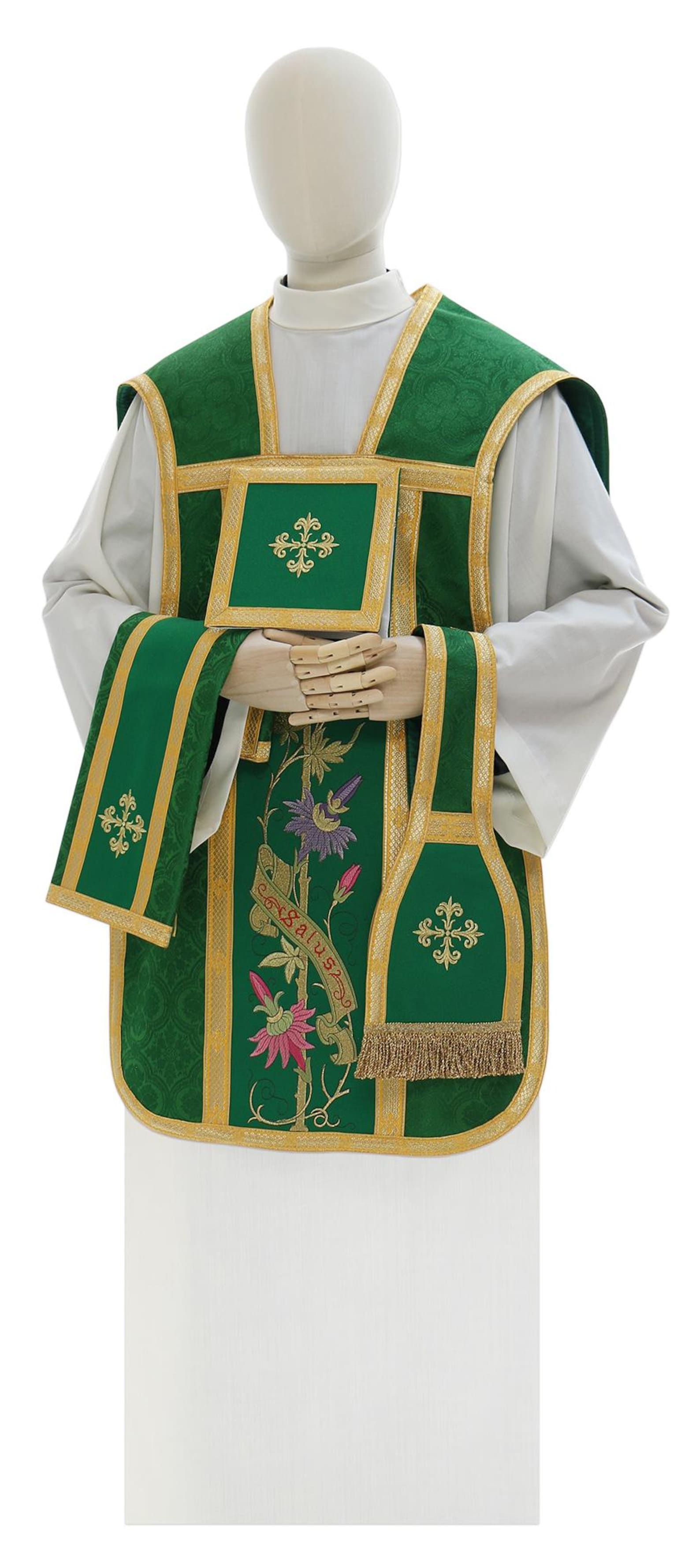 Roman Chasuble With Stole, Maniple, Burse and Chalice Veil Vestment ...