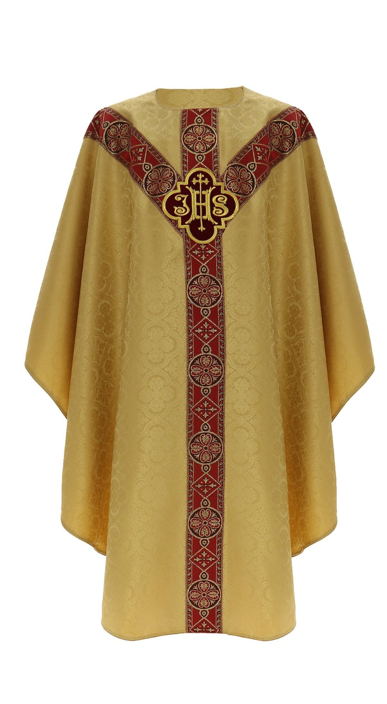 Semi-gothic Chasuble "ihs" With Stole Vestment - Etsy