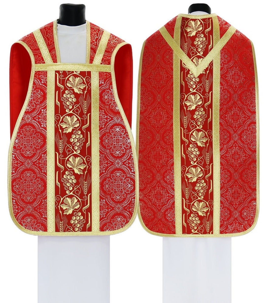 Roman Chasuble With Stole, Maniple, Burse and Chalice Veil Vestment ...